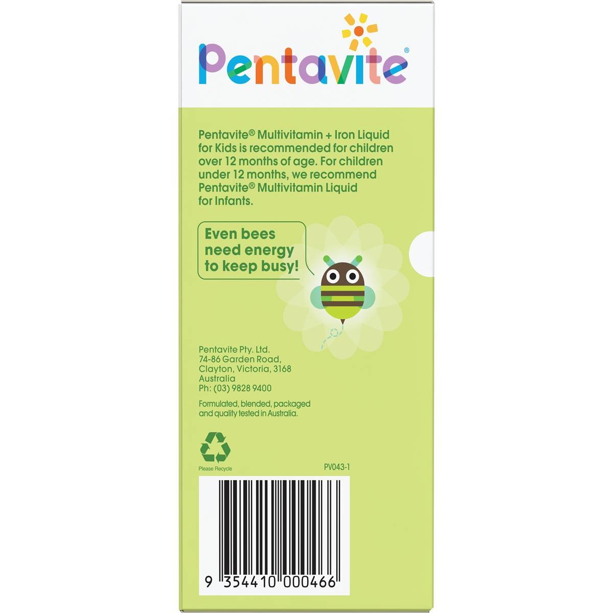 Pentavite Multivitamin + Iron Kids Liquid Lemon Lime 200ml | Woolworths