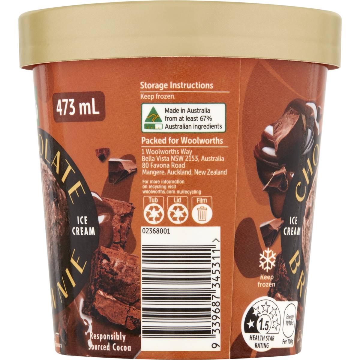 Woolworths Chocolate Brownie Ice Cream 473ml | Woolworths