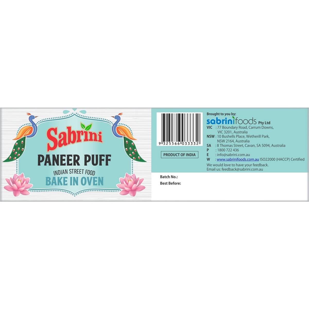 Sabrini Paneer Puff 600g | Woolworths