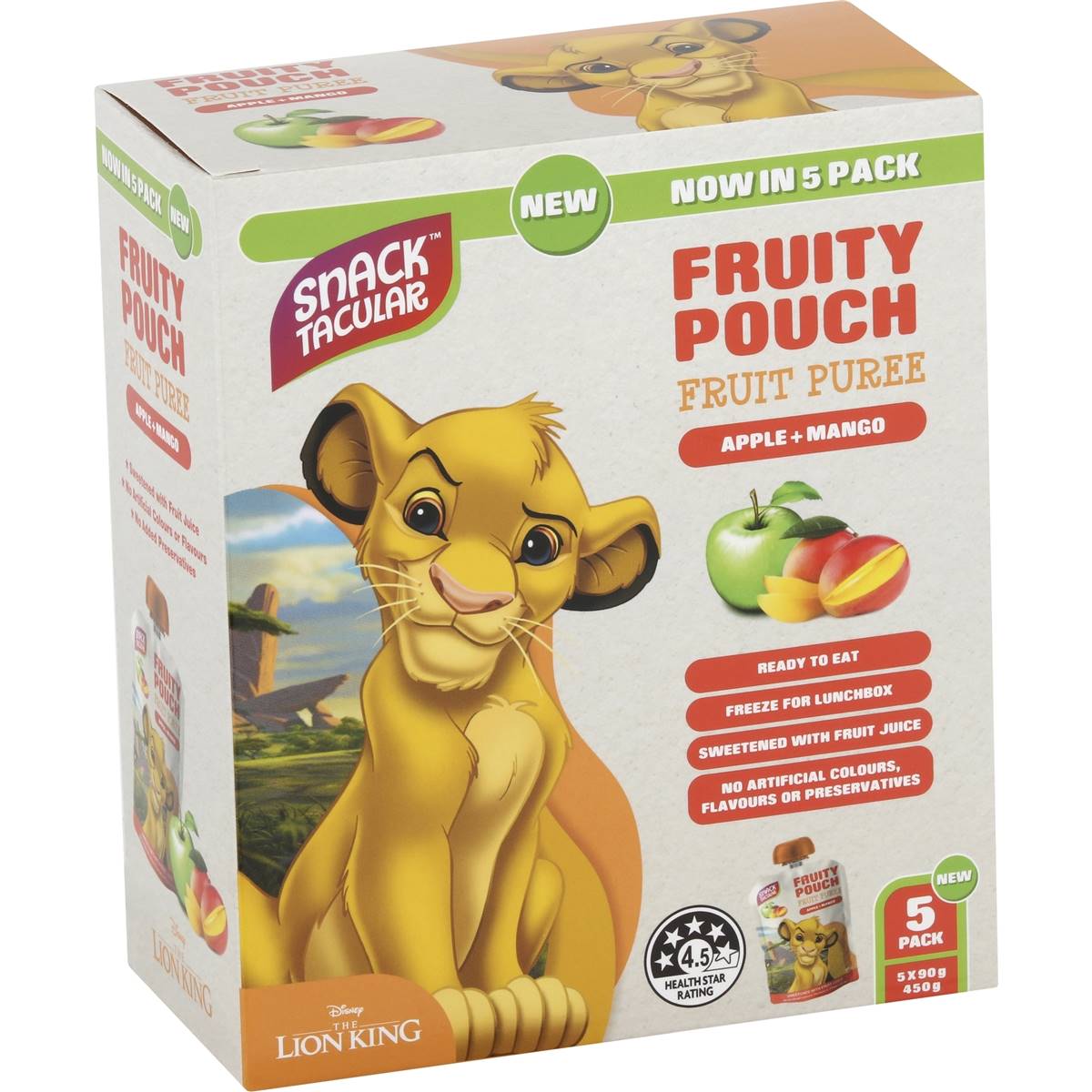 Snacktacular Fruit Pouch Apple & Mango Puree 90g X 5 Pack | Woolworths