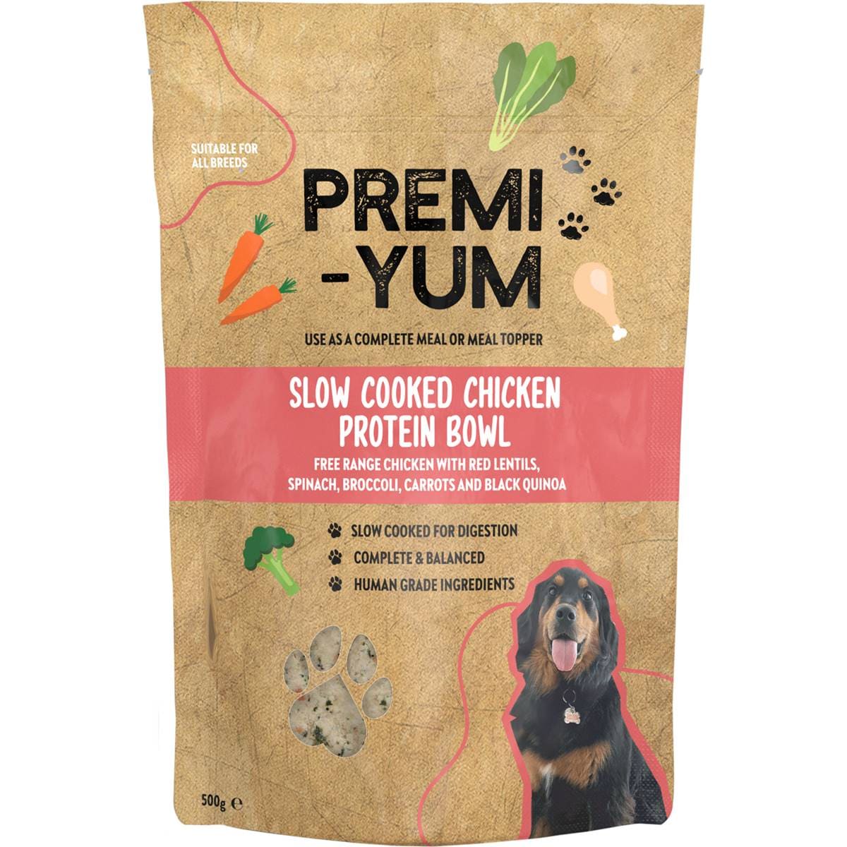 Premiyum Slow Cooked Chicken Protein Bowl Dog Food 500g | Woolworths