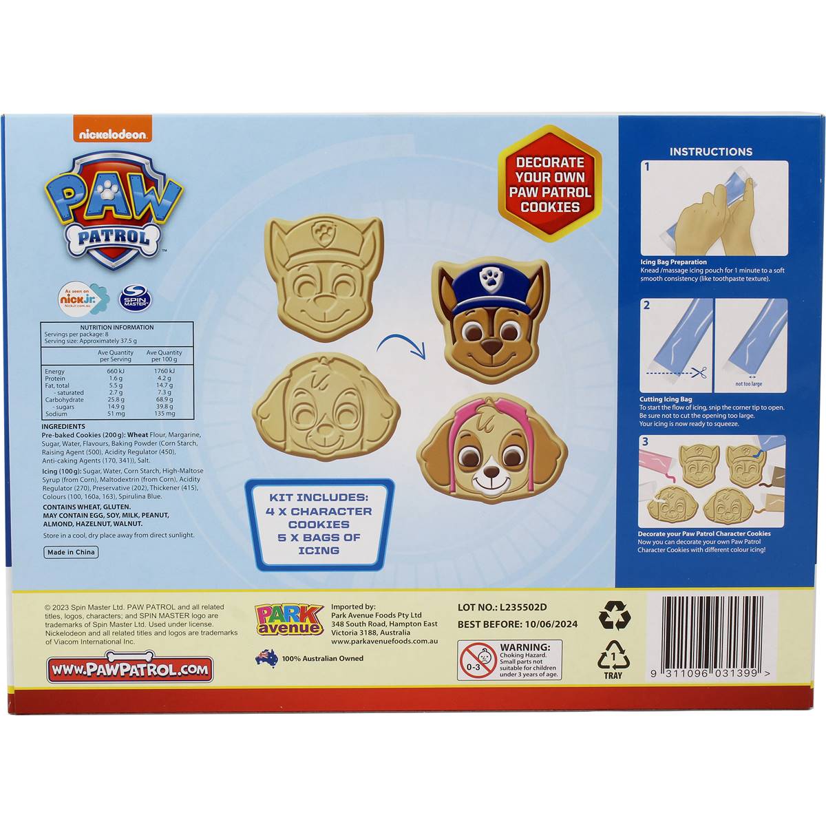 Paw Patrol Diy Cookie Kit 300g | Woolworths