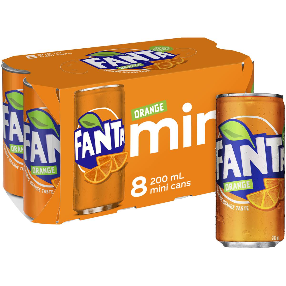 Fanta Orange Mini Can 200ml X8 Pack | Woolworths
