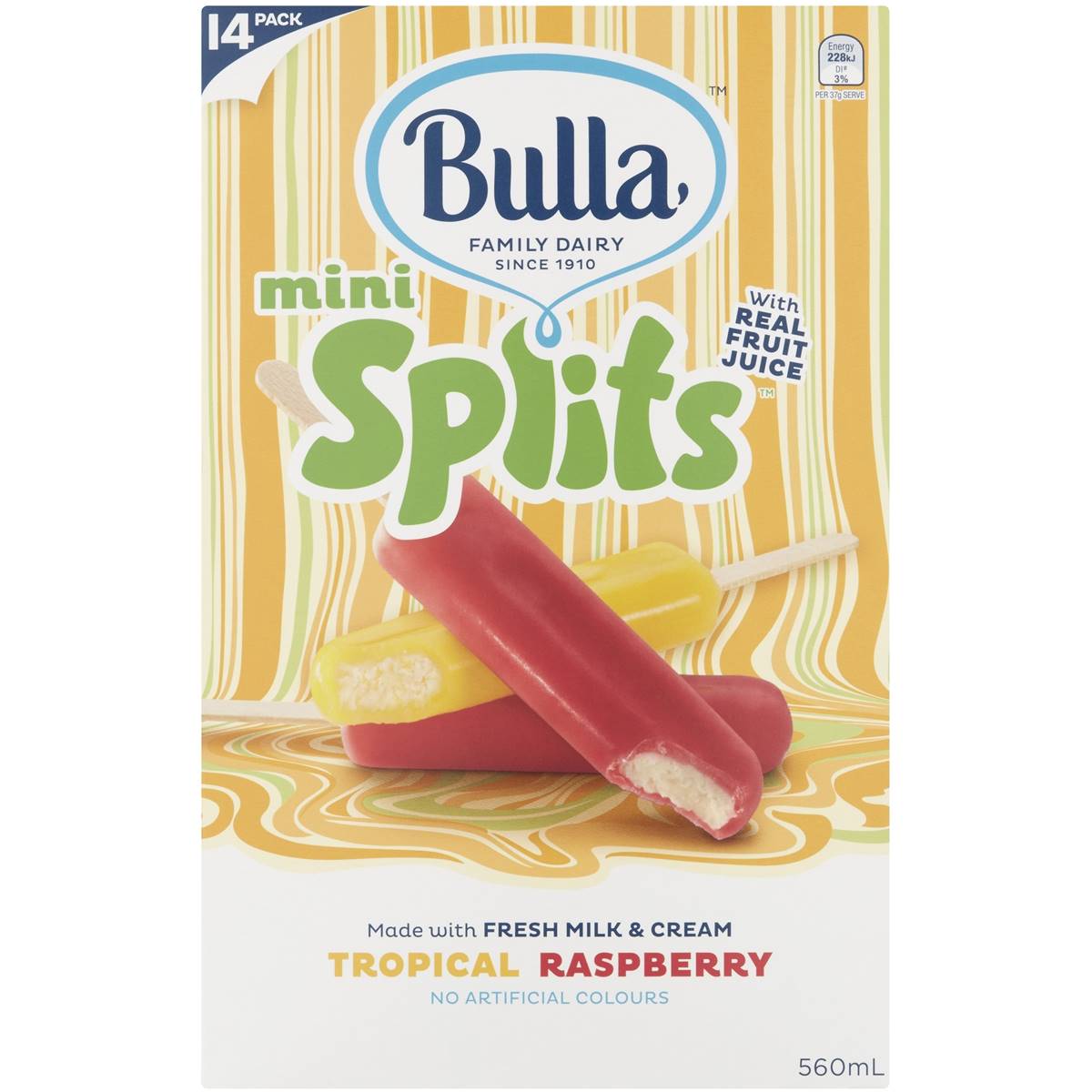 Bulla Mini Splits Tropical & Raspberry 14 Pack | Woolworths