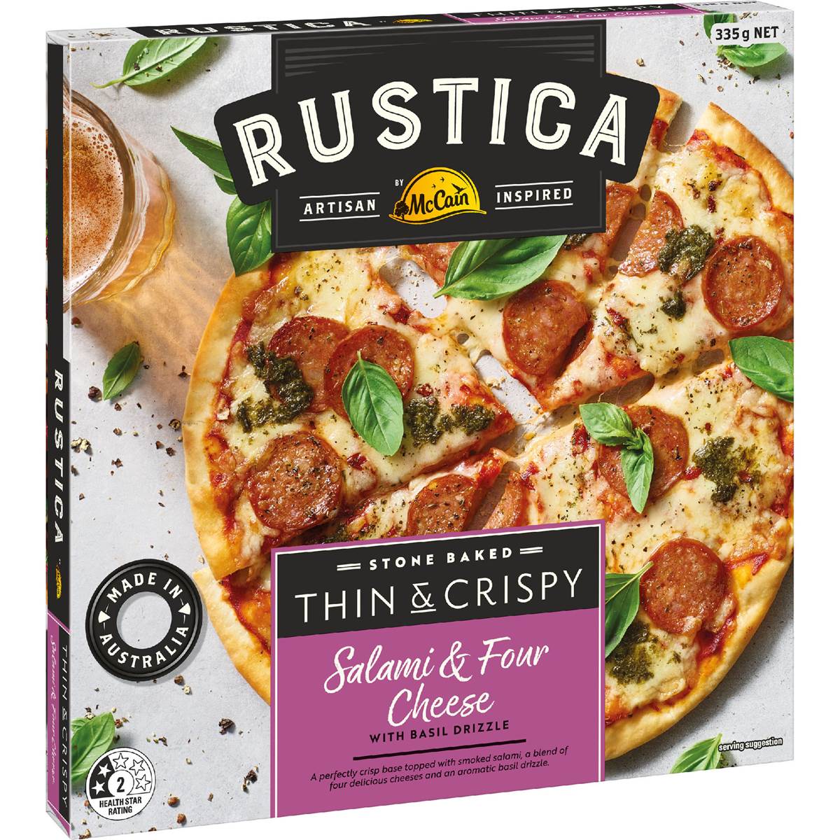 Mccain Rustica Thin & Crispy Salami & Four Cheese Pizza 335g | Woolworths