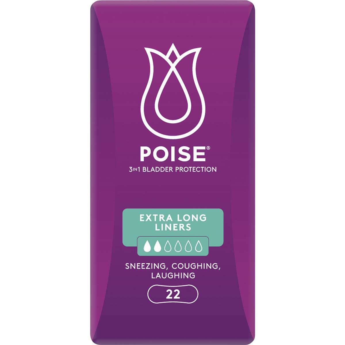Poise Liners For Bladder Leaks Extra Long 22 Pack | Woolworths
