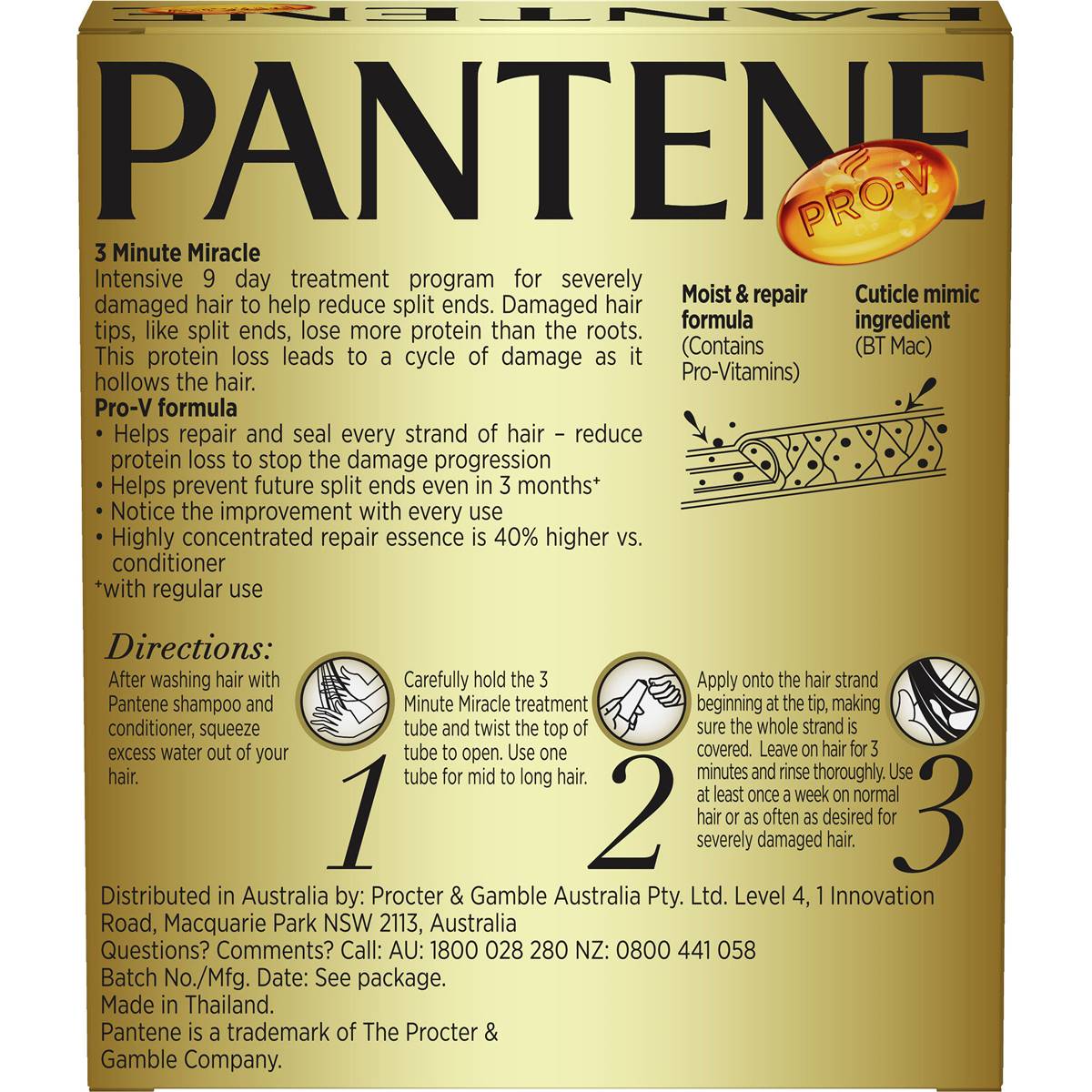Pantene Pro-v 3 Minute Miracle Intensive Treatment 15ml X3 Pack | Woolworths