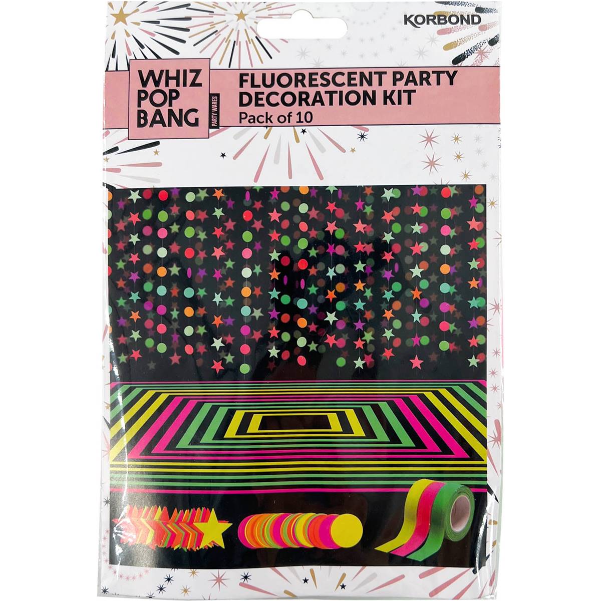 Whiz Pop Bang Fluorescent Party Decoration Kit Each | Woolworths