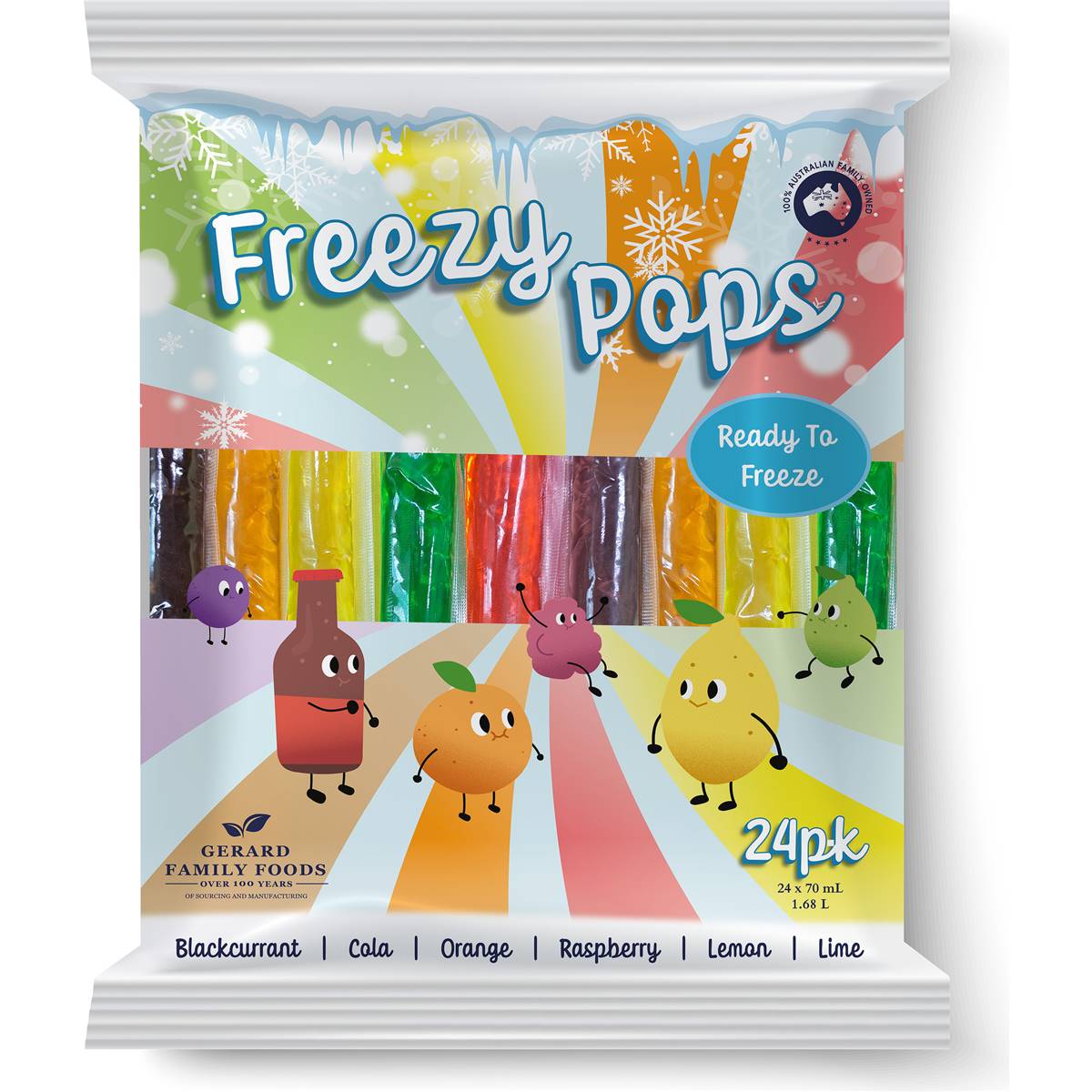 Gerard Family Foods Freezy Pops 70ml X 24 Pack | Woolworths
