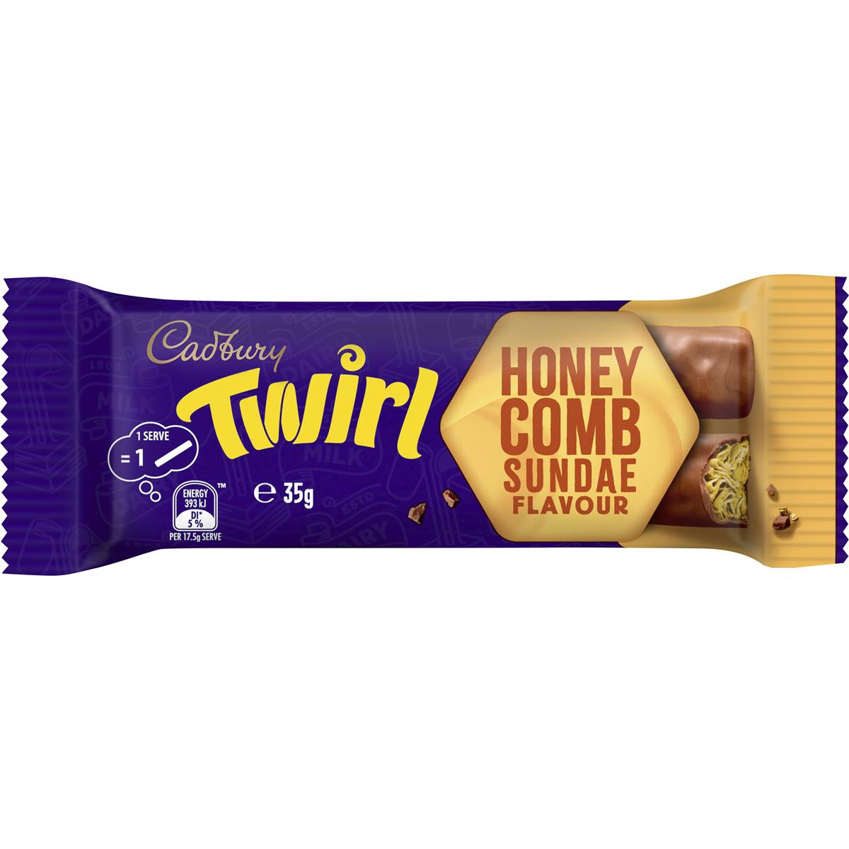 Cadbury Twirl Honeycomb Sundae Flavour Chocolate Bar 35g | Woolworths
