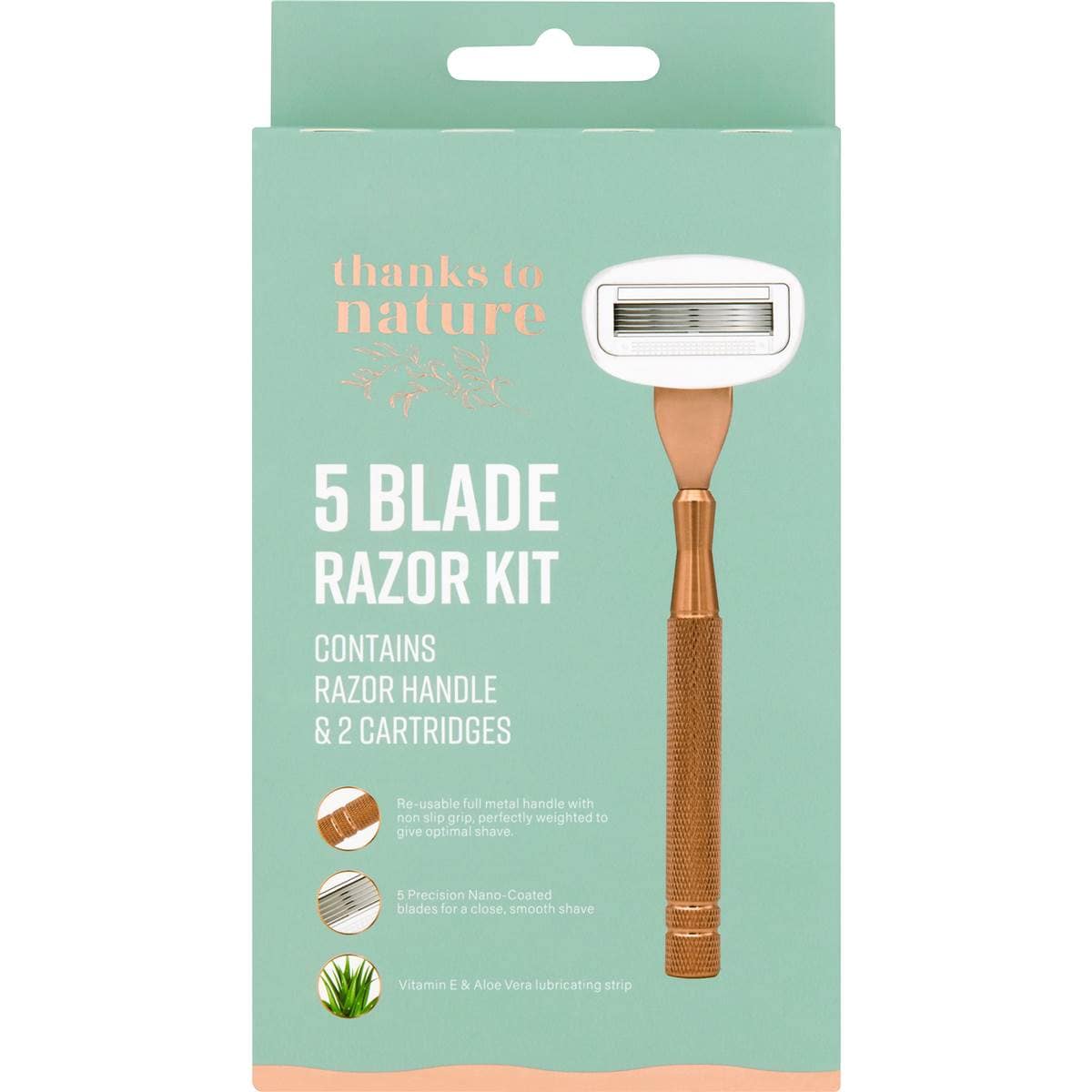 Thanks To Nature 5 Blade Razor & 2 Cartridge Set Each | Woolworths