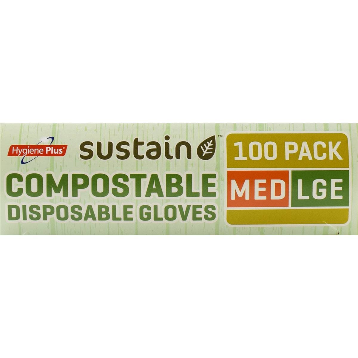 Hygiene Plus Compostable Disposable Gloves Medium/large 100 Pack ...