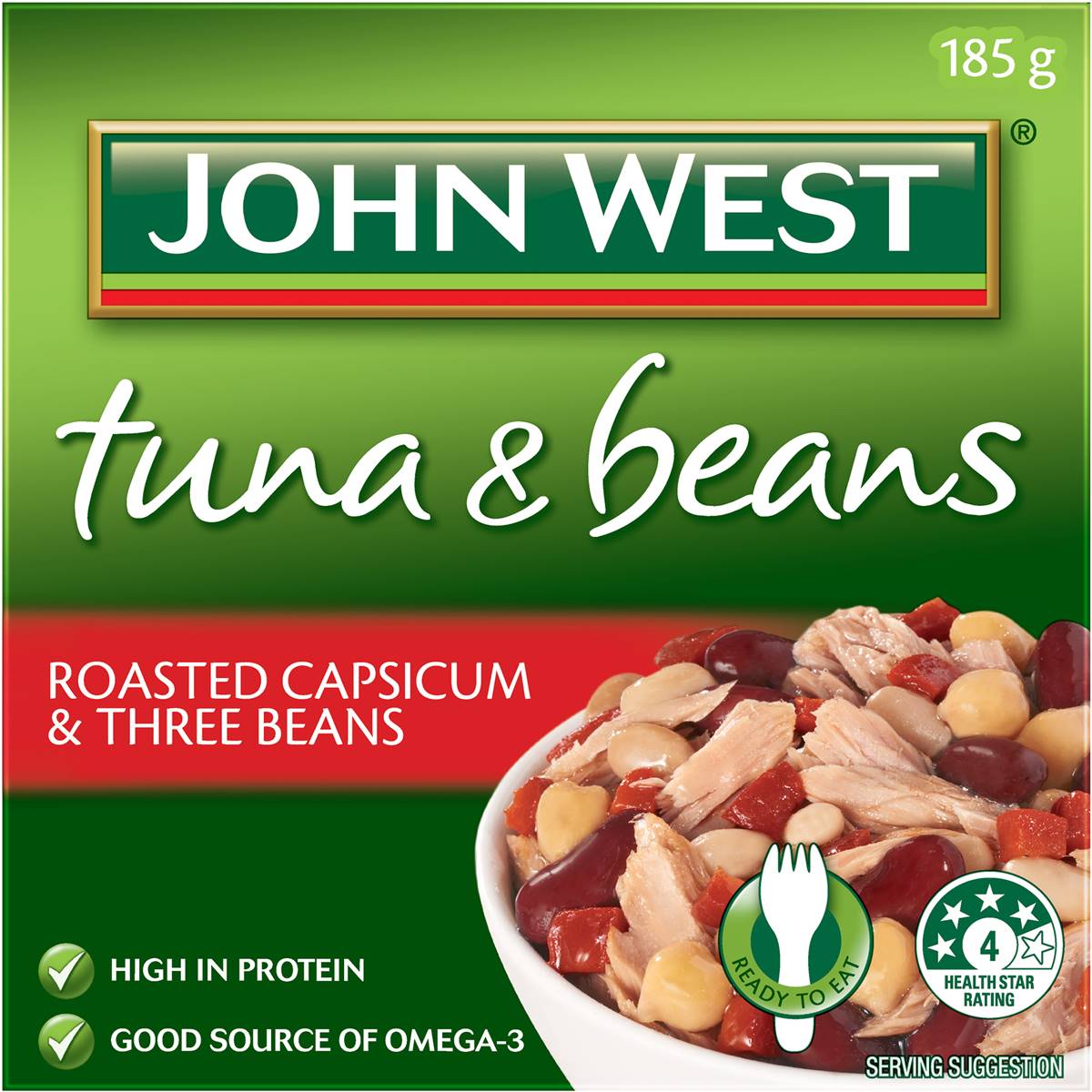 John West Tuna With Roast Capsicum & 3 Beans 185g | Woolworths