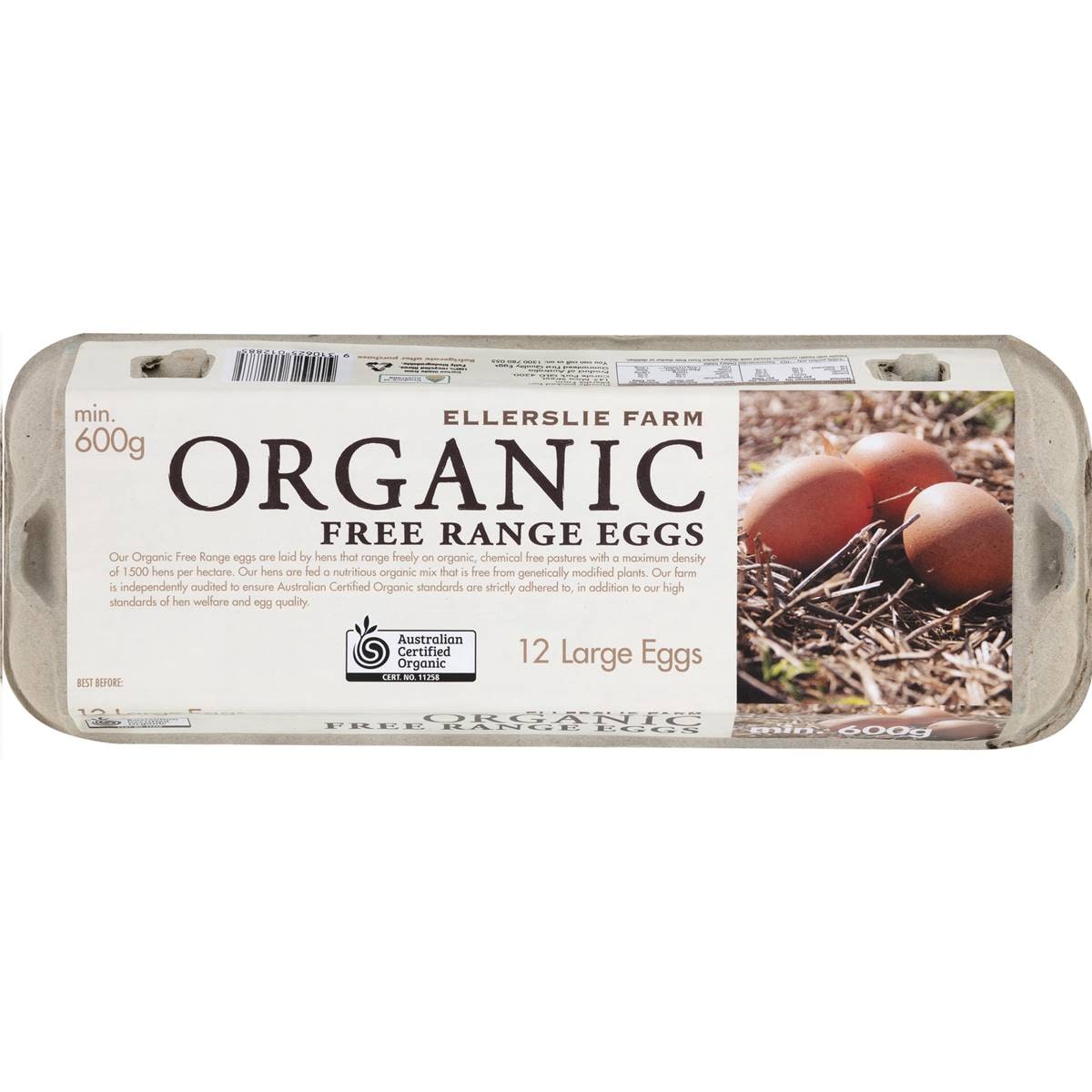 Ellerslie Farm 12 Large Organic Free Range Eggs 600g | Woolworths