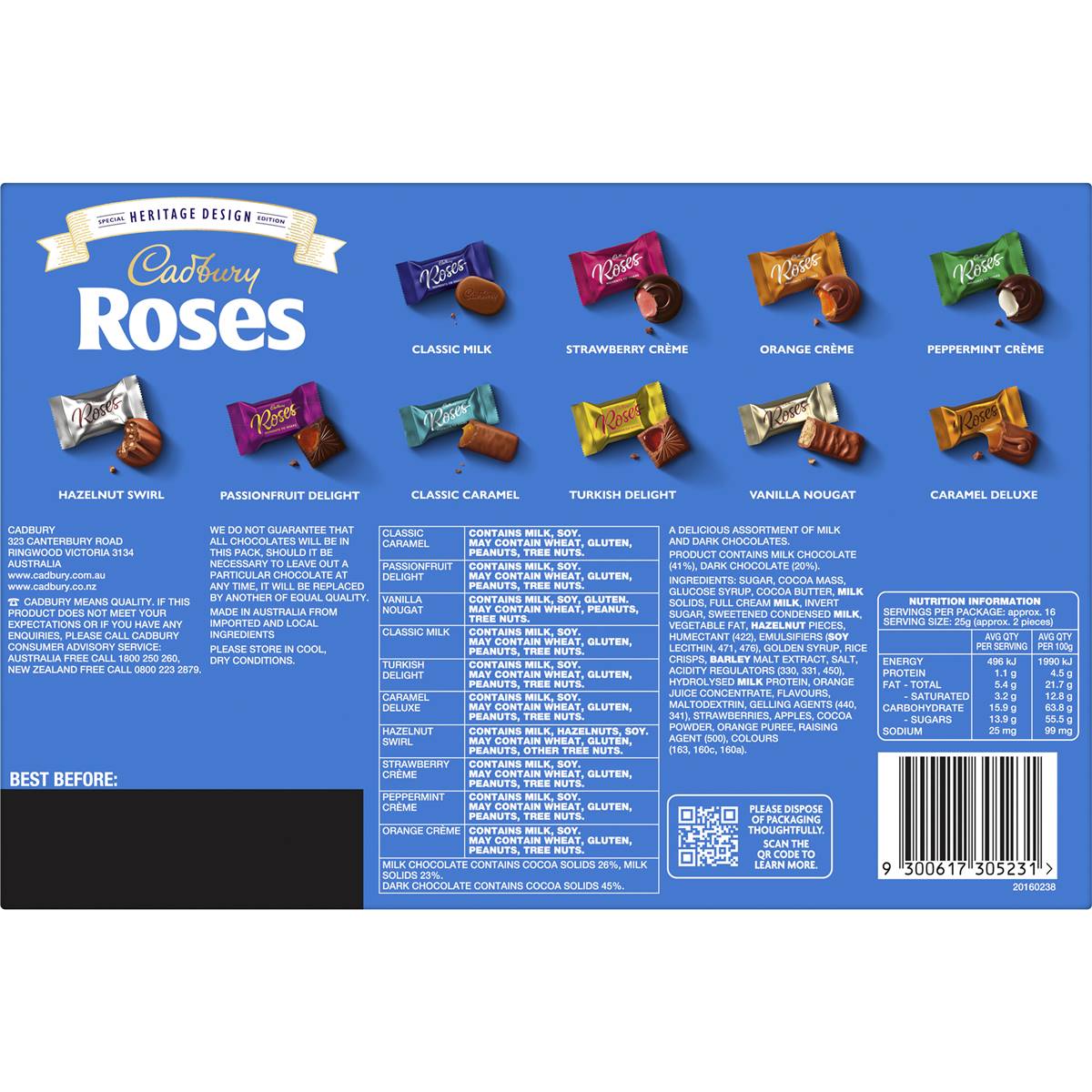 Cadbury Roses Heritage 420g | Woolworths