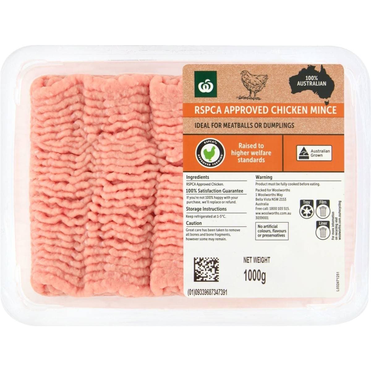 Woolworths Rspca Approved Chicken Mince 1kg | Woolworths