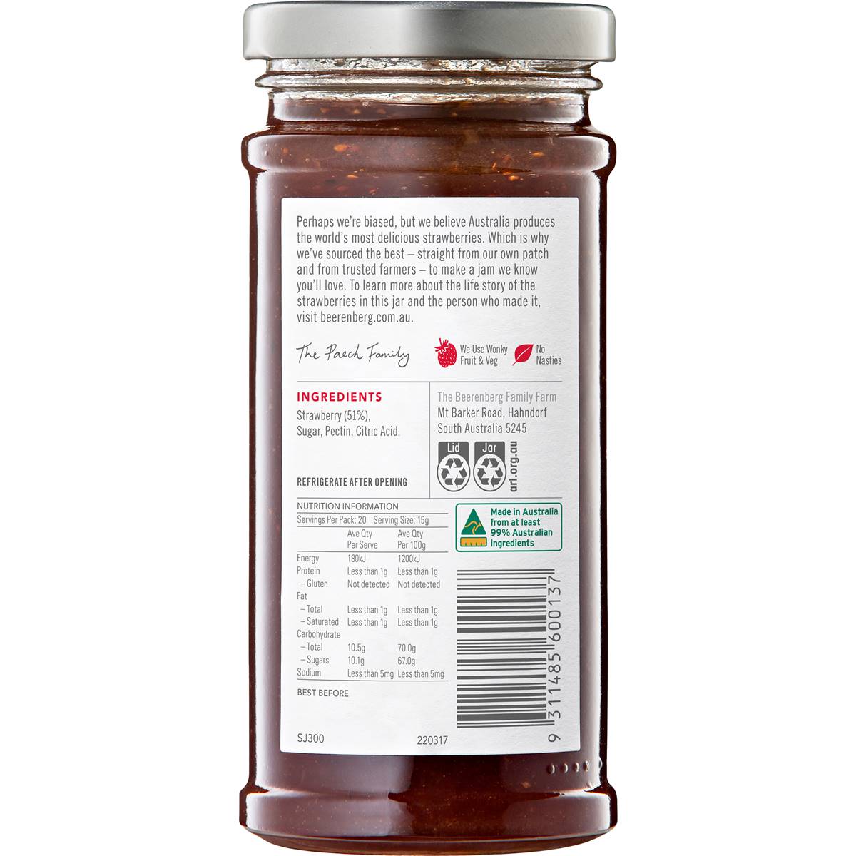 Beerenberg Strawberry Jam 300g | Woolworths