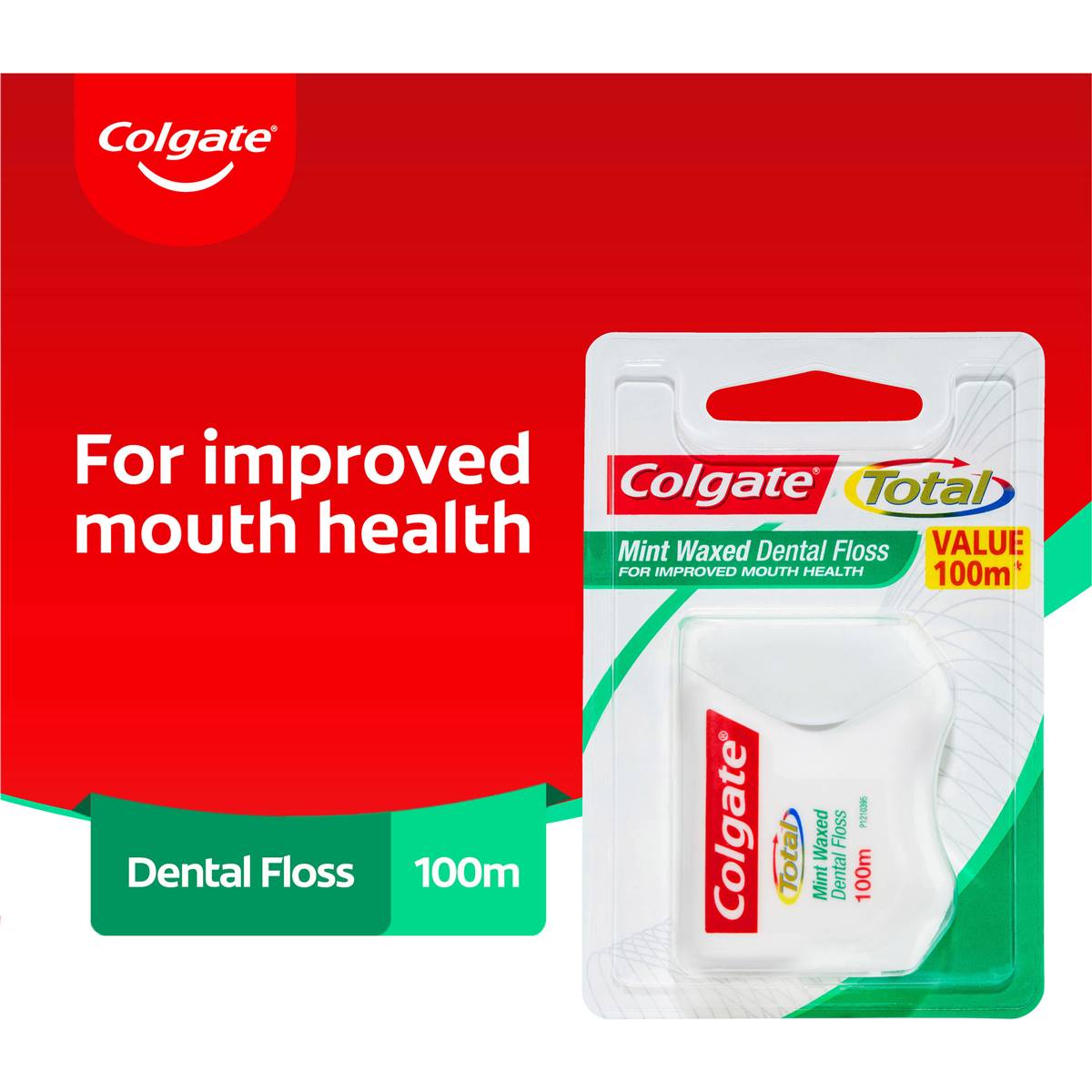 Colgate Total Mint Waxed Durable Oral Care Dental Floss 100m | Woolworths