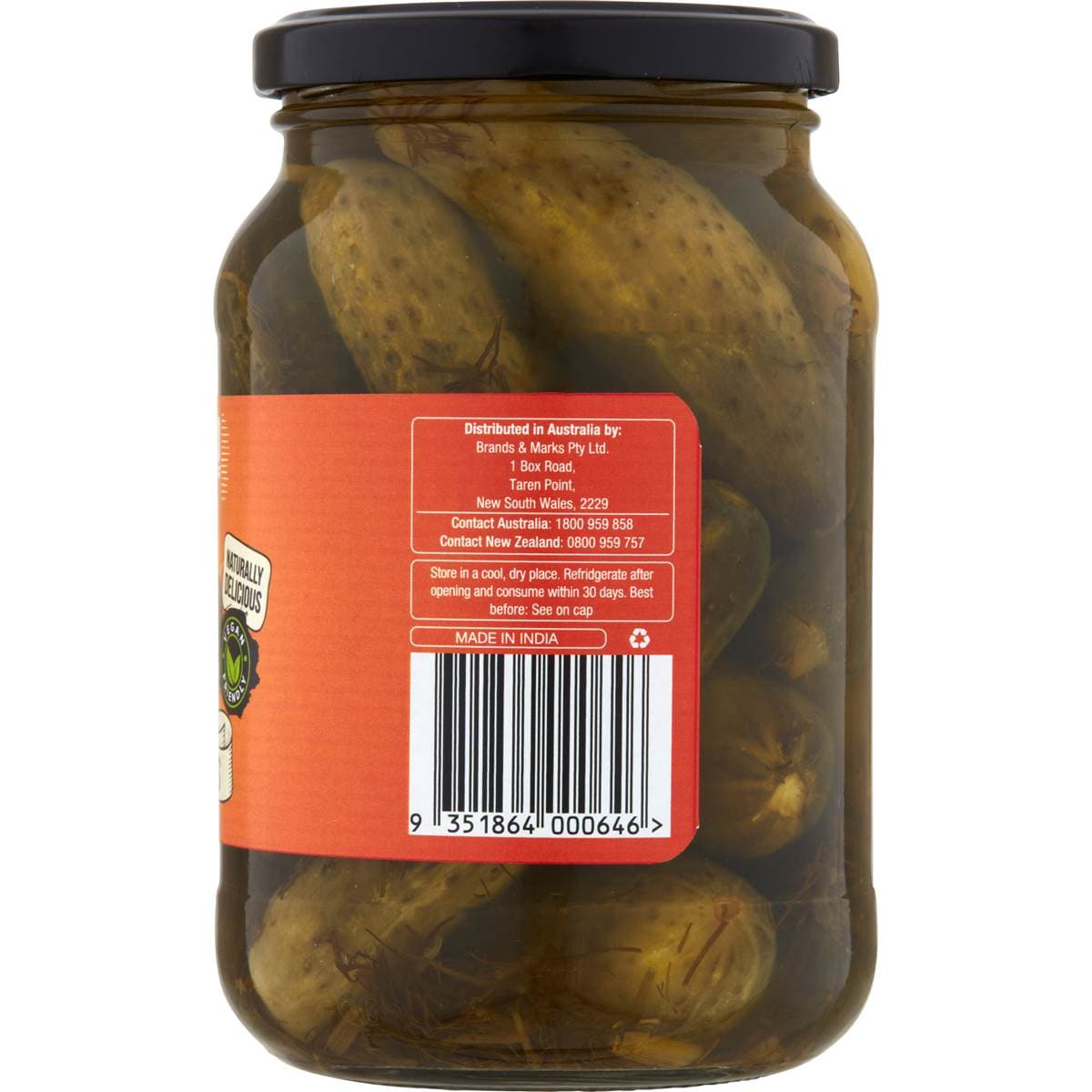Bryne Co Pickled Dill Gherkins 500g | Woolworths