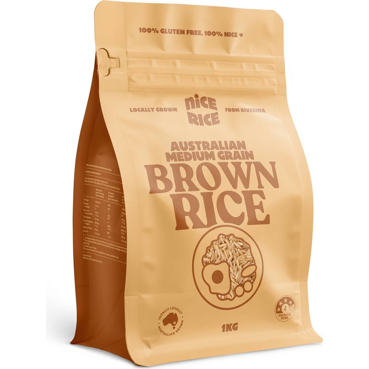Nice Rice Medium Grain Brown Rice 1kg | Woolworths