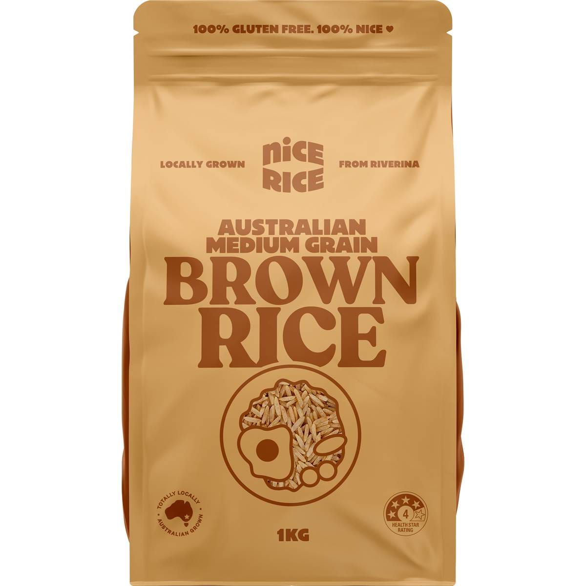 Nice Rice Medium Grain Brown Rice 1kg | Woolworths