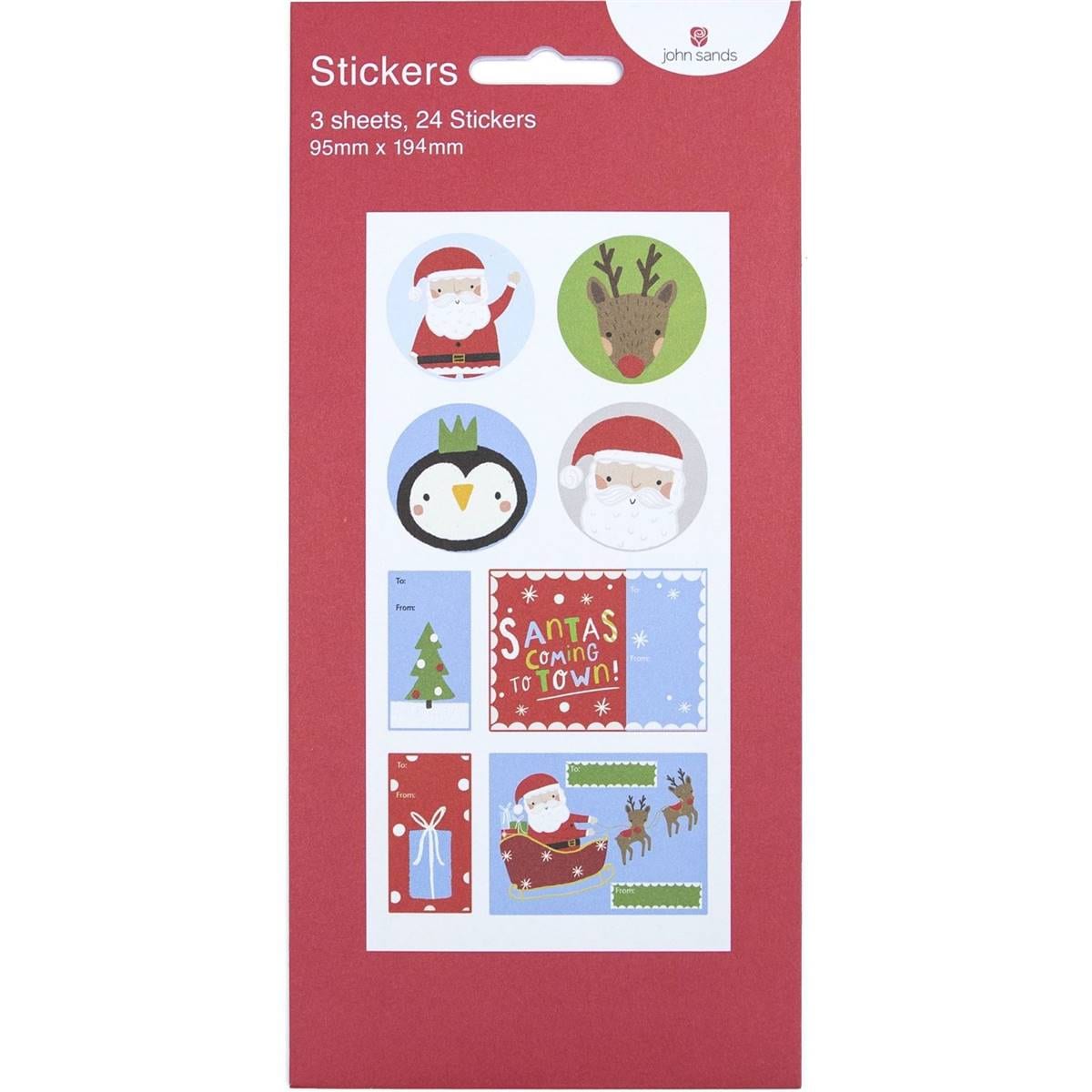 John Sands Christmas Sticker Tag Pack 24 Pack | Woolworths