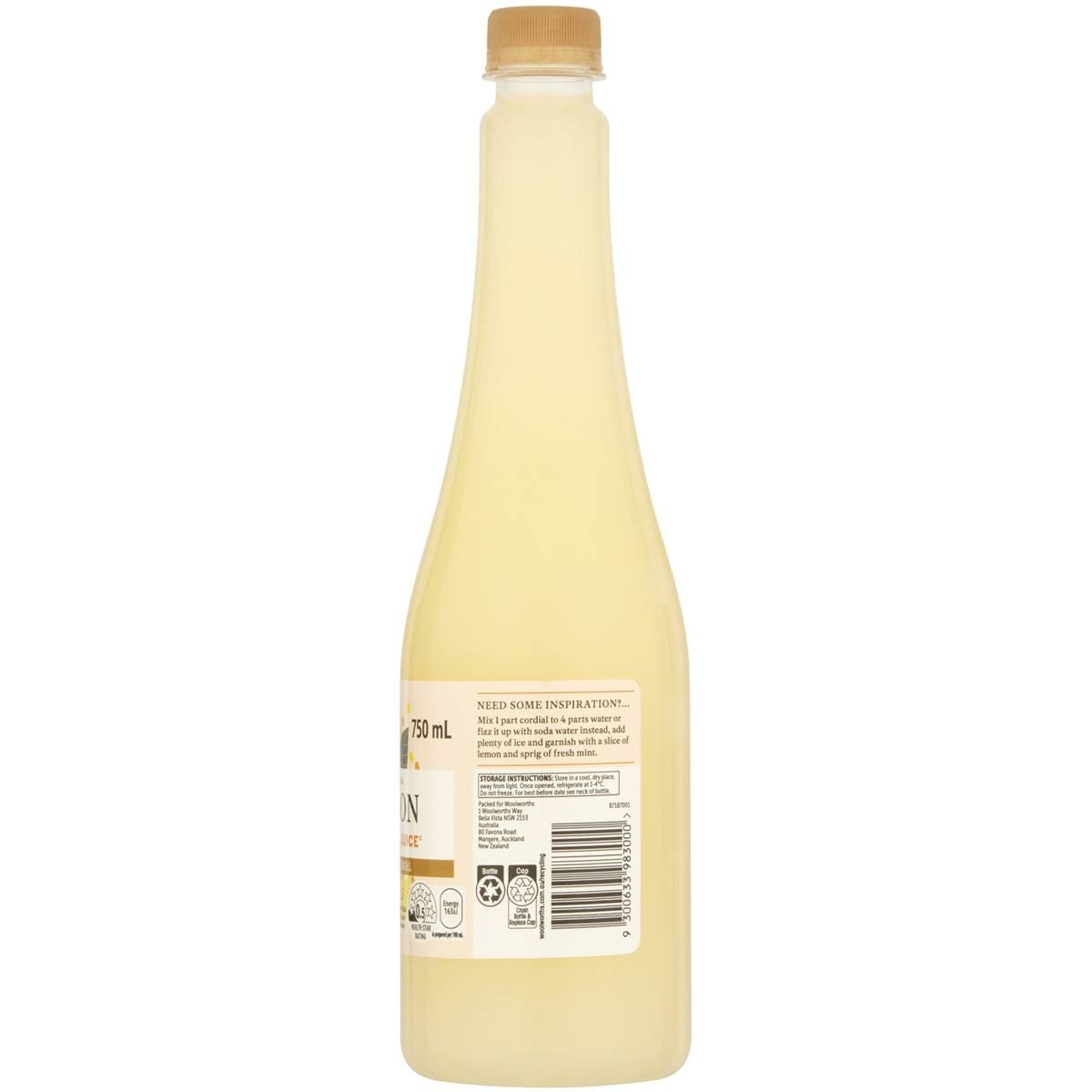 Woolworths Lemon Mixer Cordial 750ml | Woolworths