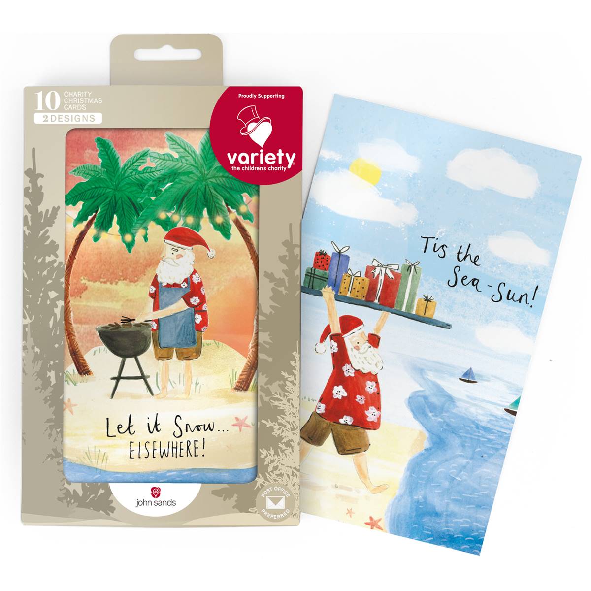 John Sands Christmas Cards Santa 10 Pack | Woolworths