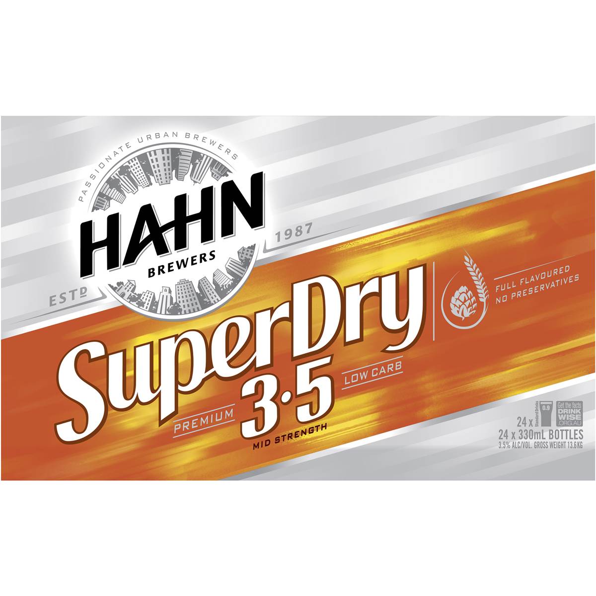 Hahn Superdry Premium Lager 3.5% Bottles 330ml X 24 Case | Woolworths Hahn Superdry Premium Lager 3.5% Bottles 330ml X 24 Case | Woolworths
