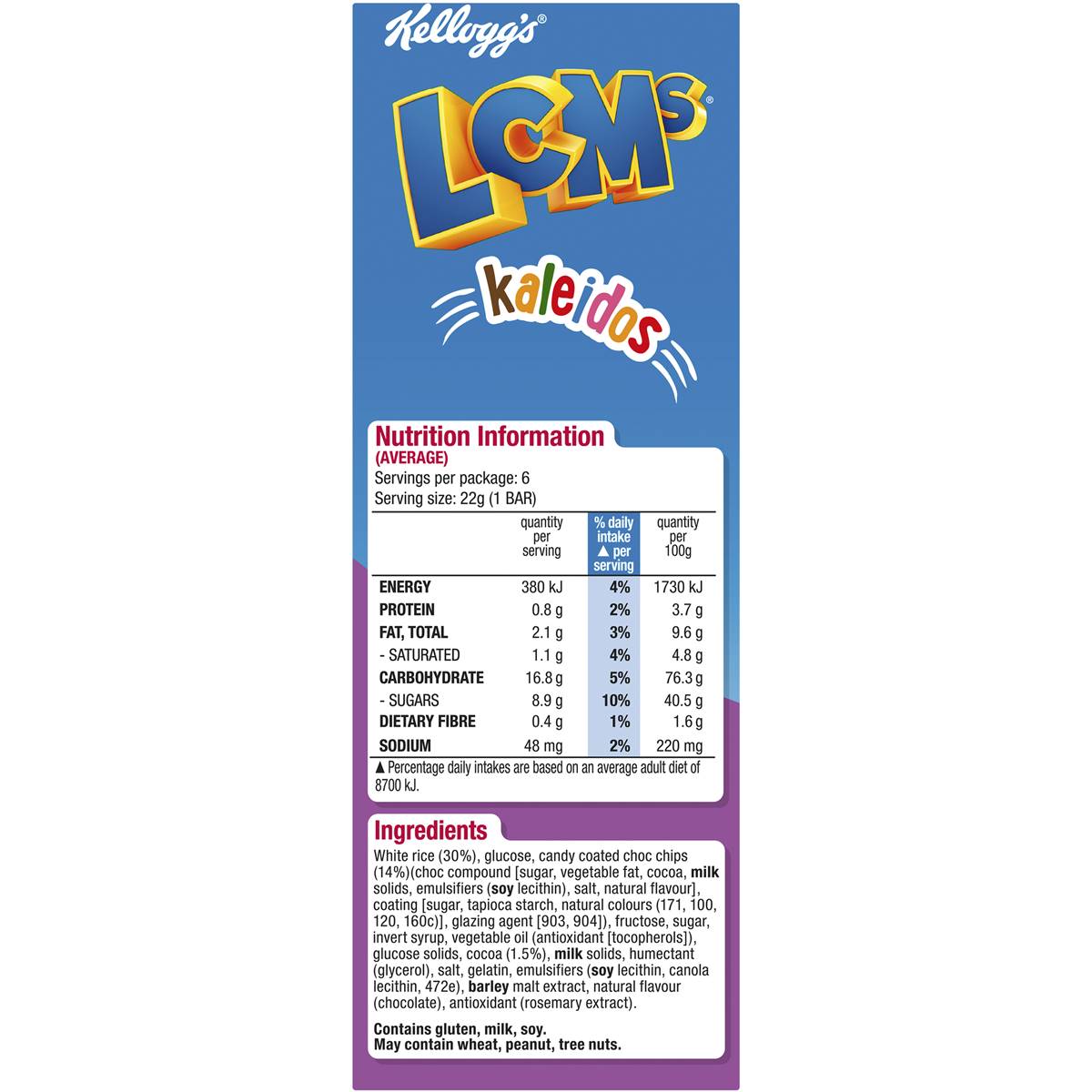 Kellogg's Lcms Kaleidos Snack Bars 6 Pack | Woolworths