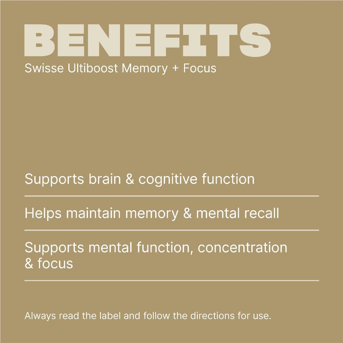 Swisse Ultiboost Memory + Focus Tablets Supports Brain Health 50 Pack ...