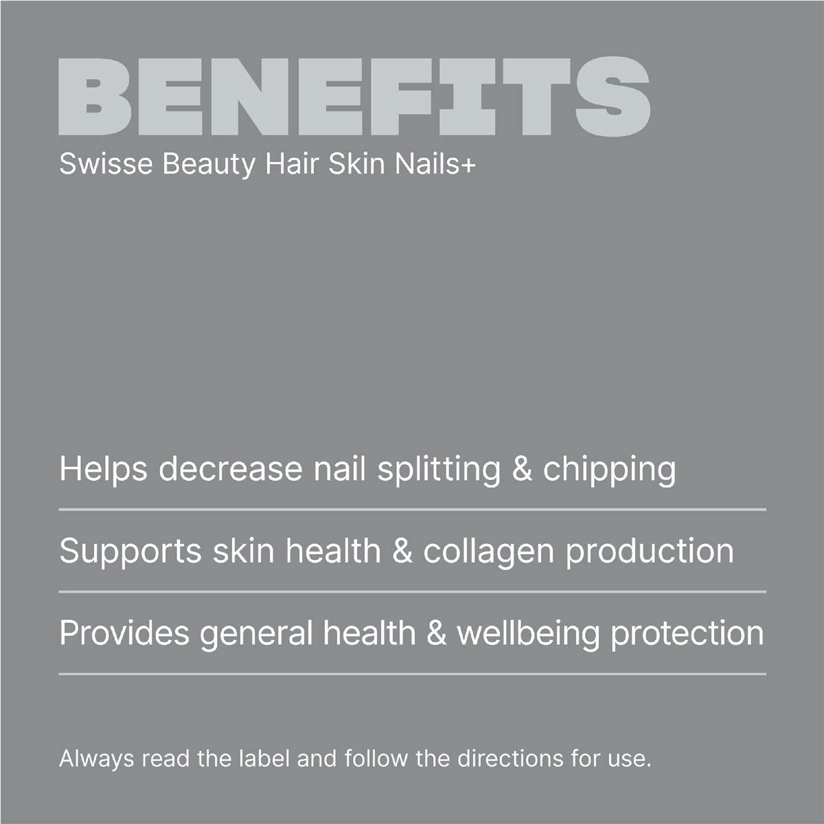 Swisse Beauty Hair Skin Nails+ Tablets For Collagen Formation 60 Pack ...