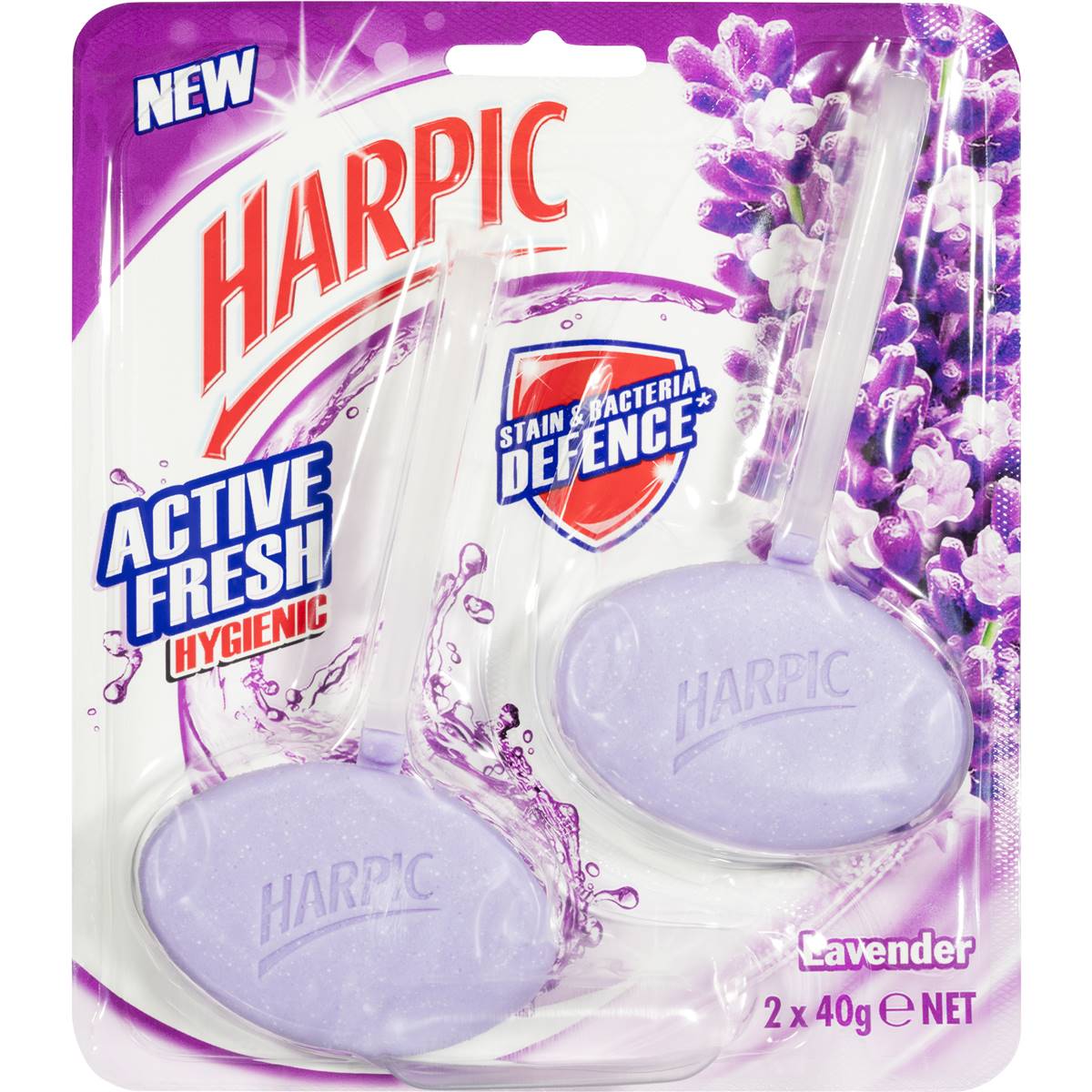 Harpic Hygienic Cageless Toilet Cleaner Block In Bowl Lavender 2x40g ...