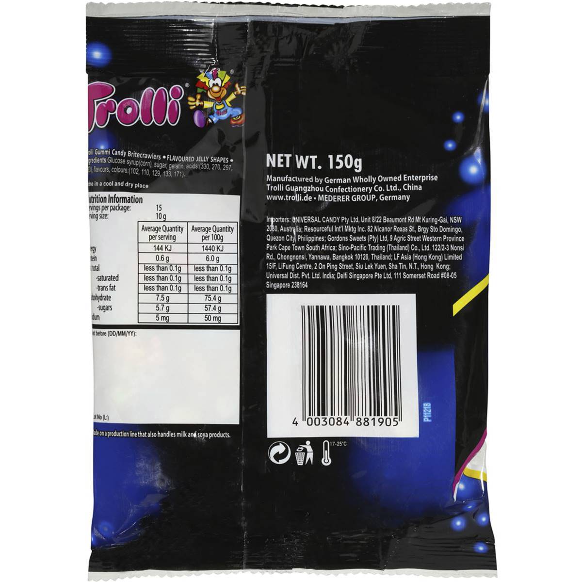 Trolli Lollies Brite Crawlers 150g | Woolworths