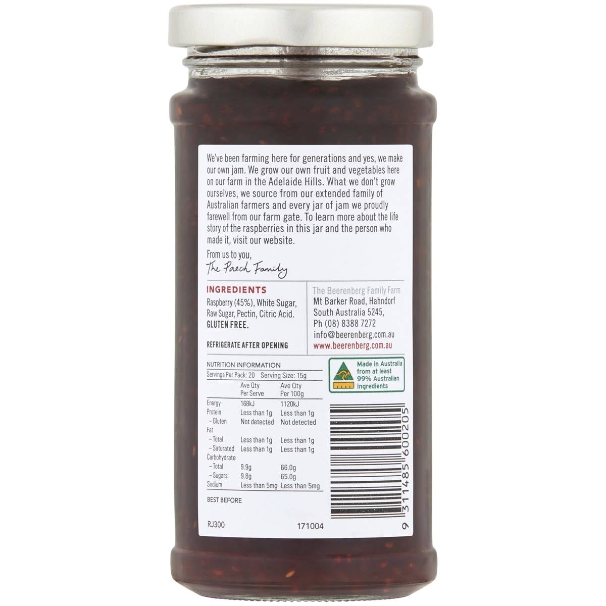Beerenberg Raspberry Jam 300g | Woolworths