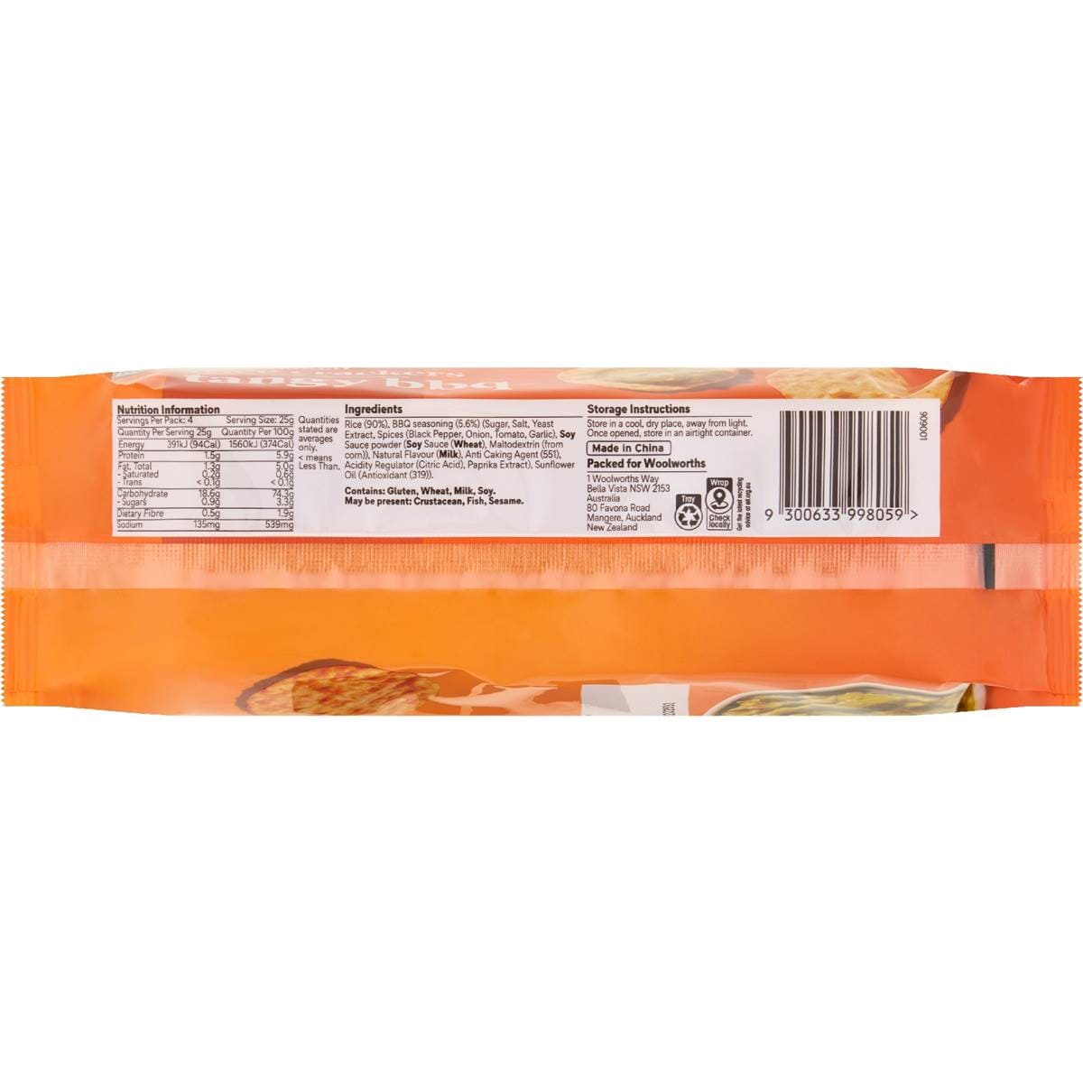 Woolworths Tangy Bbq Rice Crackers 100g | Woolworths