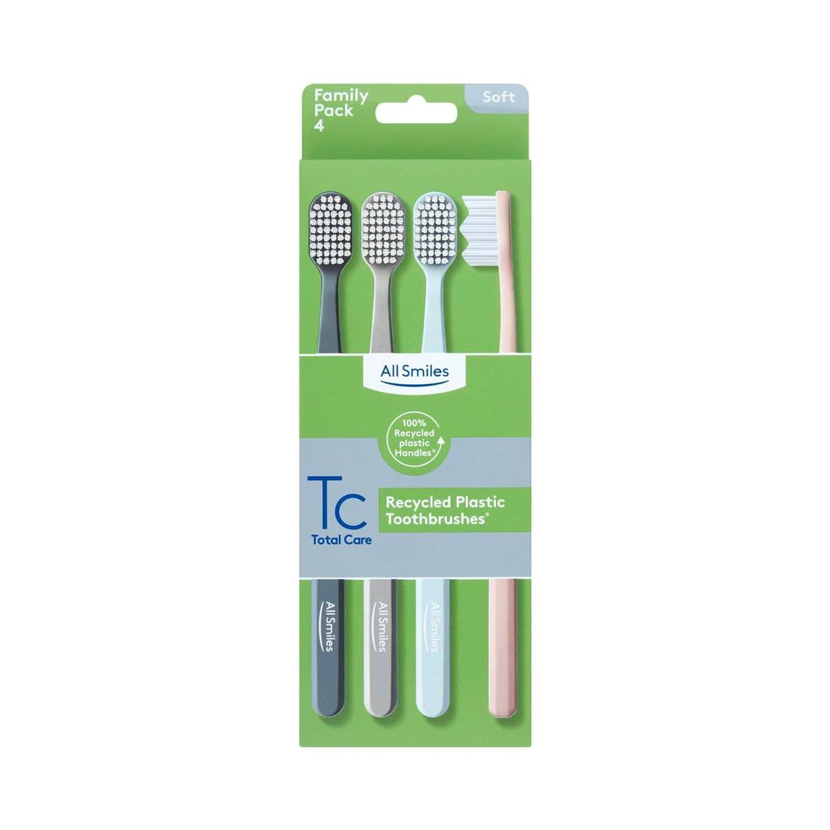 All Smiles Recycled Plastic Toothbrushes Soft 4 Pack | Woolworths