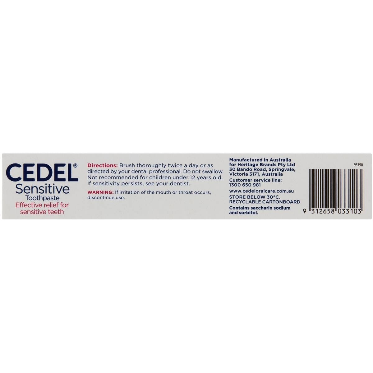Cedel Toothpaste Sensitive 110g | Woolworths