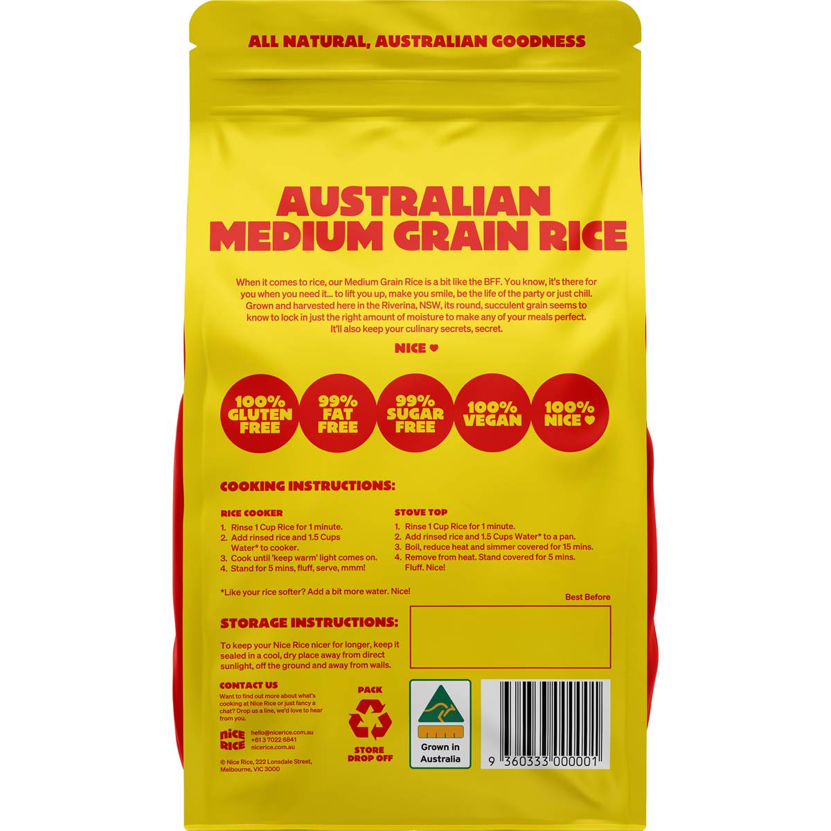 Nice Rice Medium Grain Rice 1kg | Woolworths