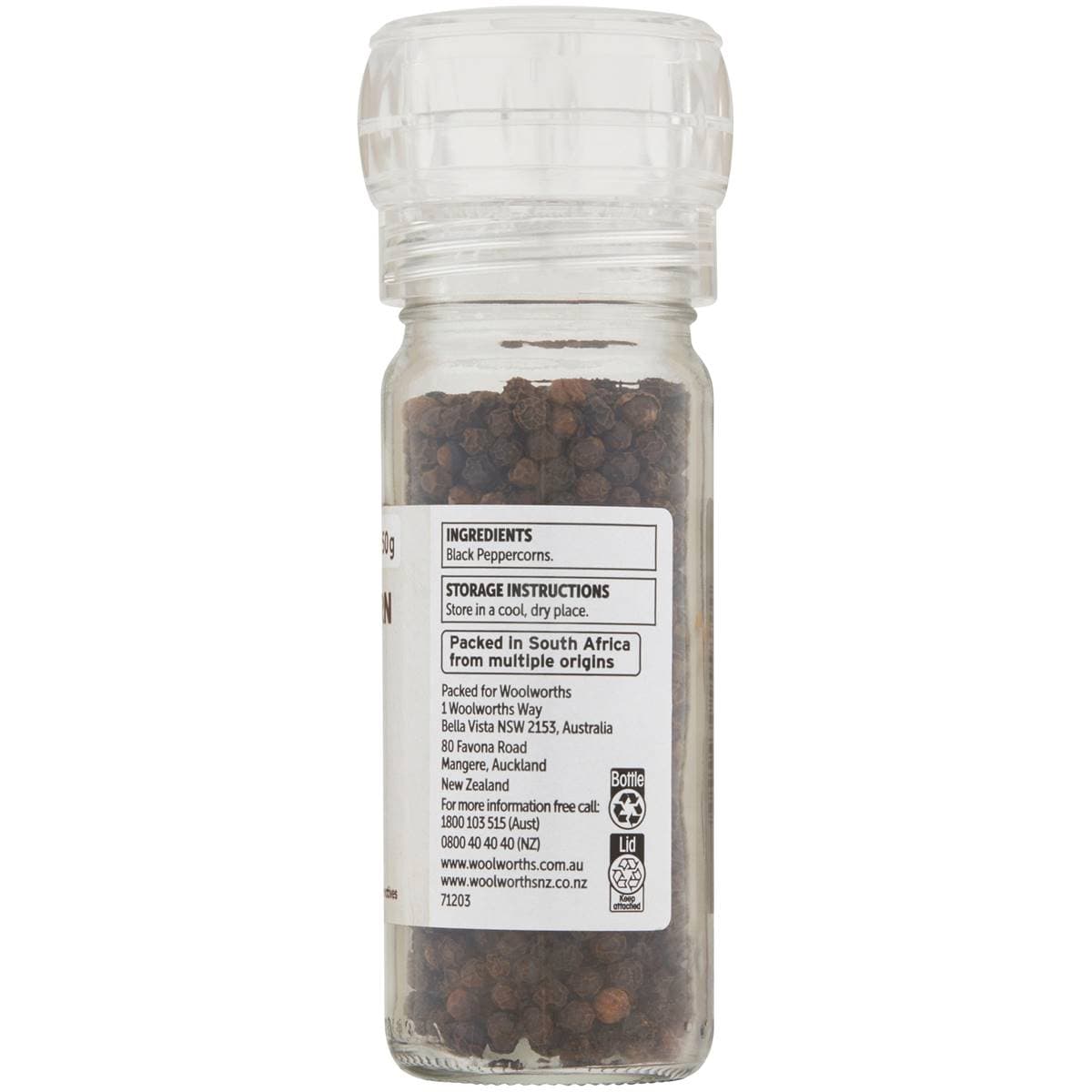 Woolworths Pepper Grinder Black Peppercorn 50g | Woolworths