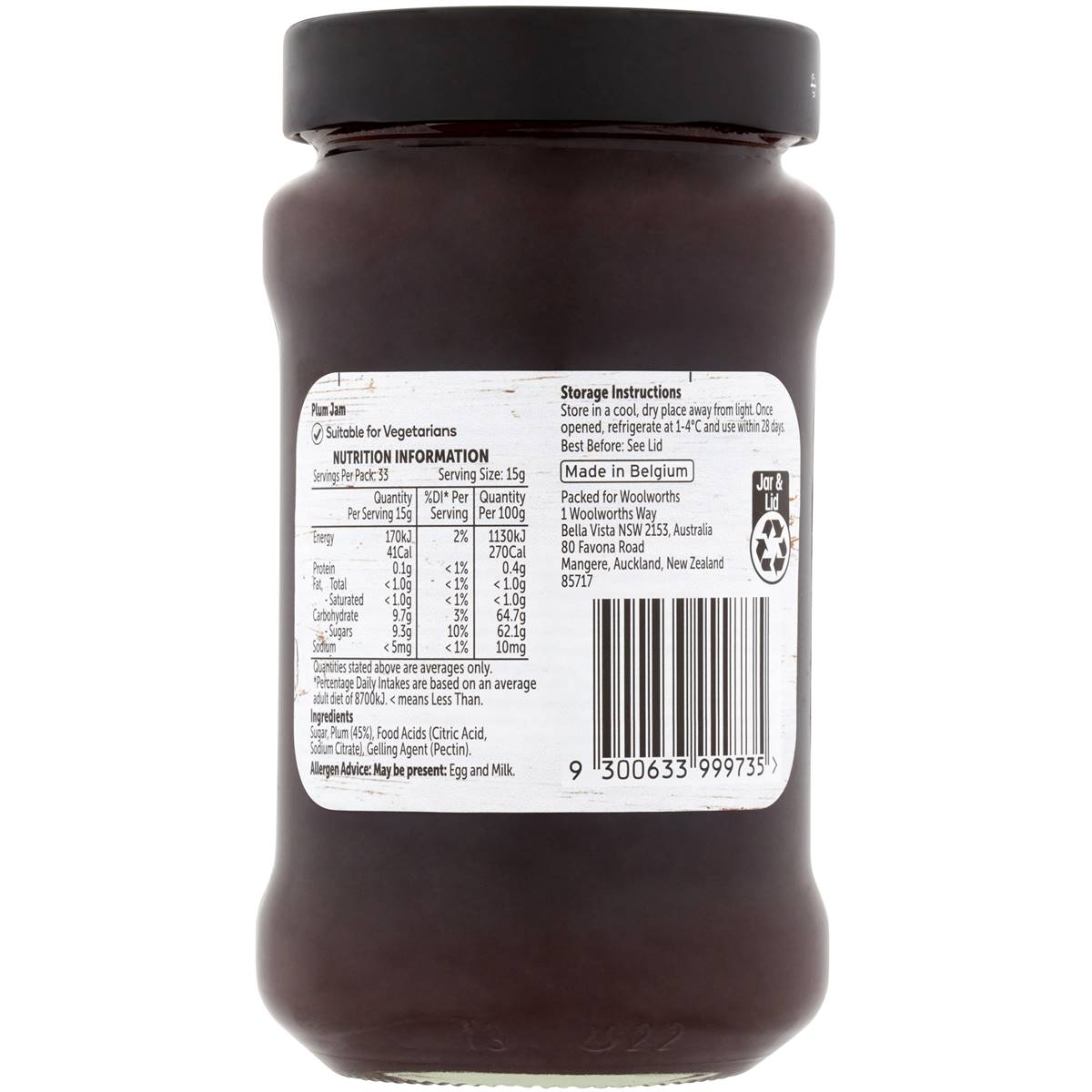 Woolworths Plum Jam 500g | Woolworths