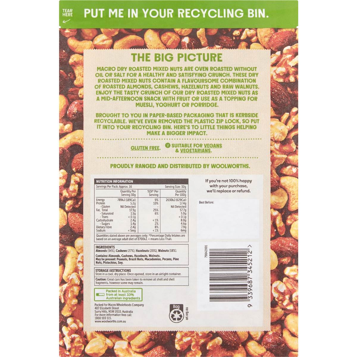 Macro Roasted Nuts Mix 500g | Woolworths