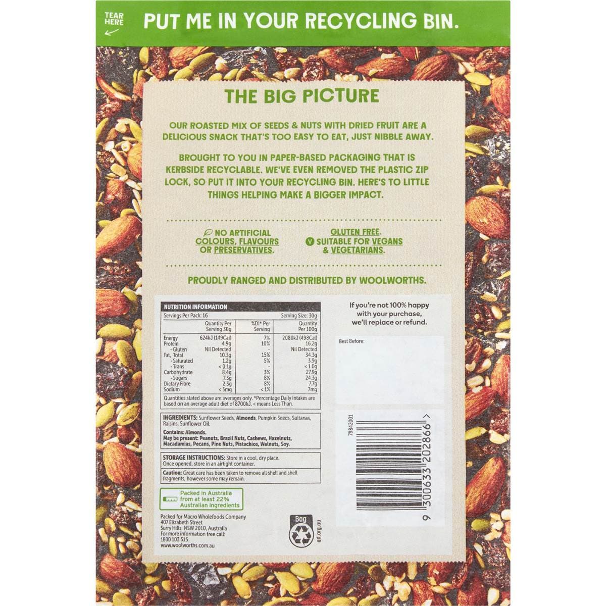 Macro Seeds Nibble Mix Roasted 500g | Woolworths