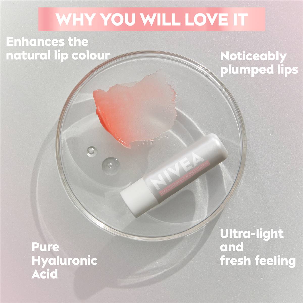 Nivea Hyaluron Lip Moisture Balm Sheer Rose 5.2g | Woolworths