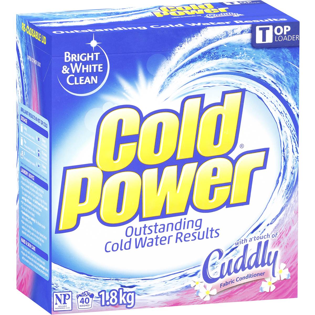 Cold Power With Cuddly Top Loader Laundry Powder 1.8kg | Woolworths