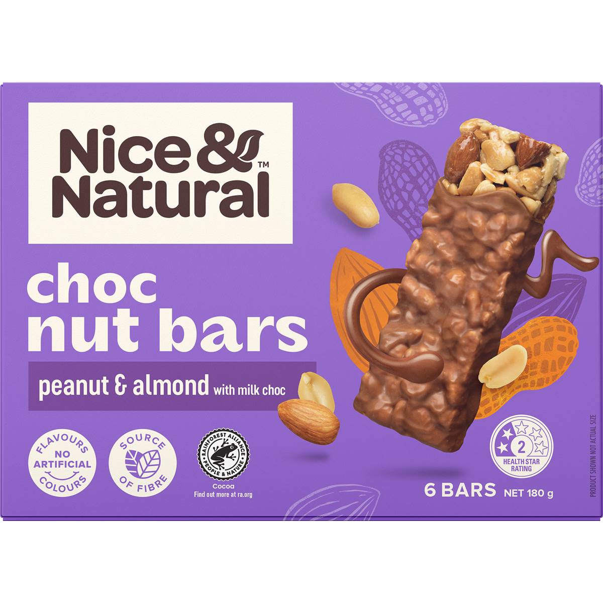 Nice & Natural Chocolate Nut Bar Peanut & Almond 6 Pack | Woolworths