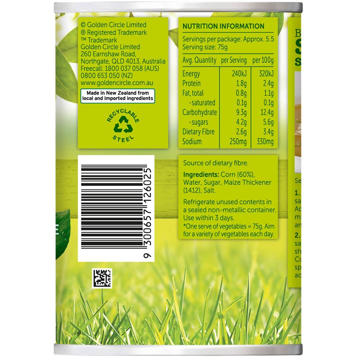 Golden Circle Tinned Corn Canned Vegetables Creamed Corn Tin 410g ...