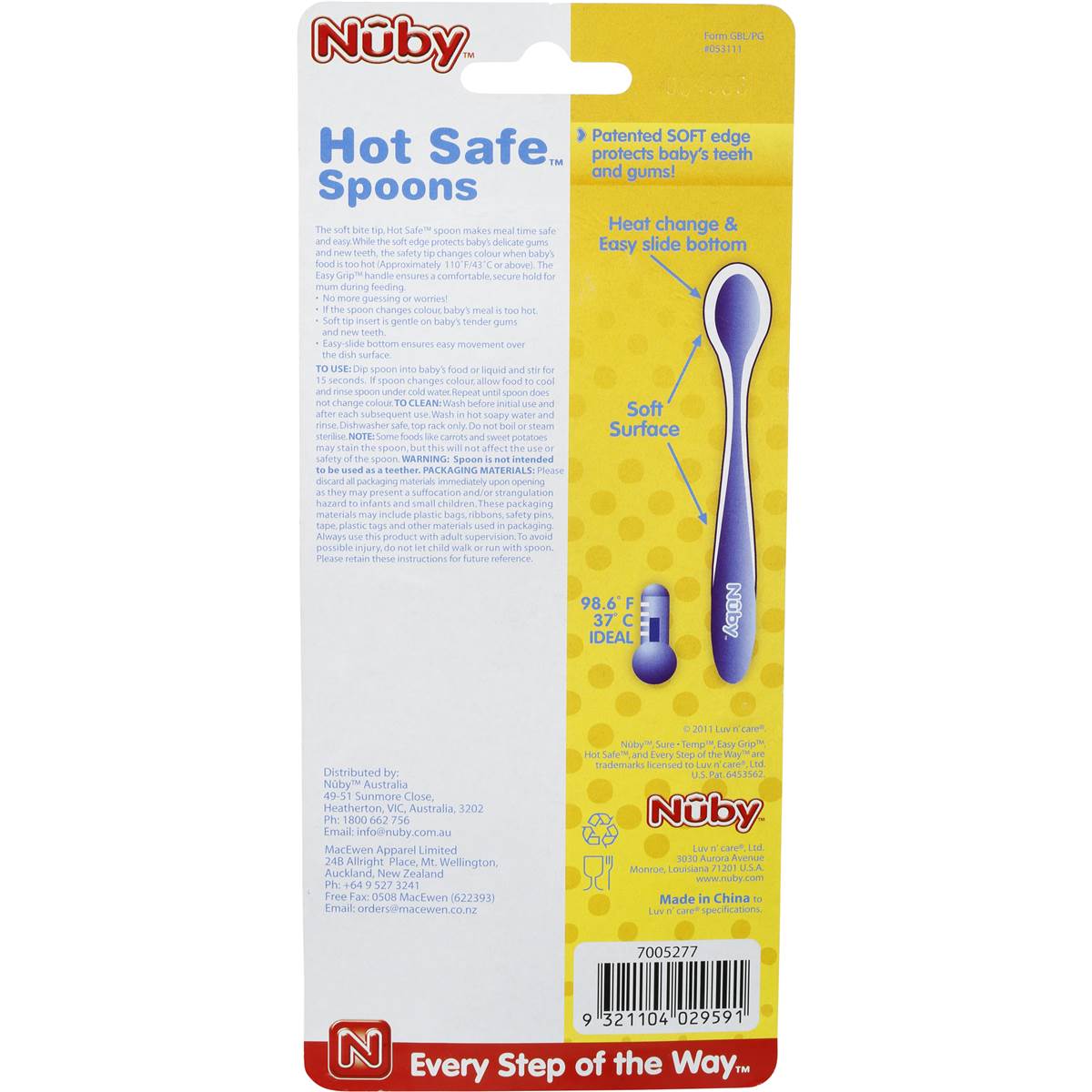 Nuby Hot Safe Spoons 2 Pack | Woolworths