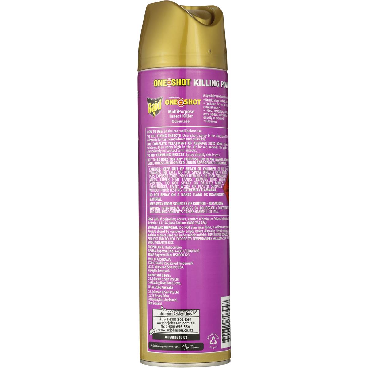 Raid Insect Spray One Shot M Purpose Odourless 320g Woolworths