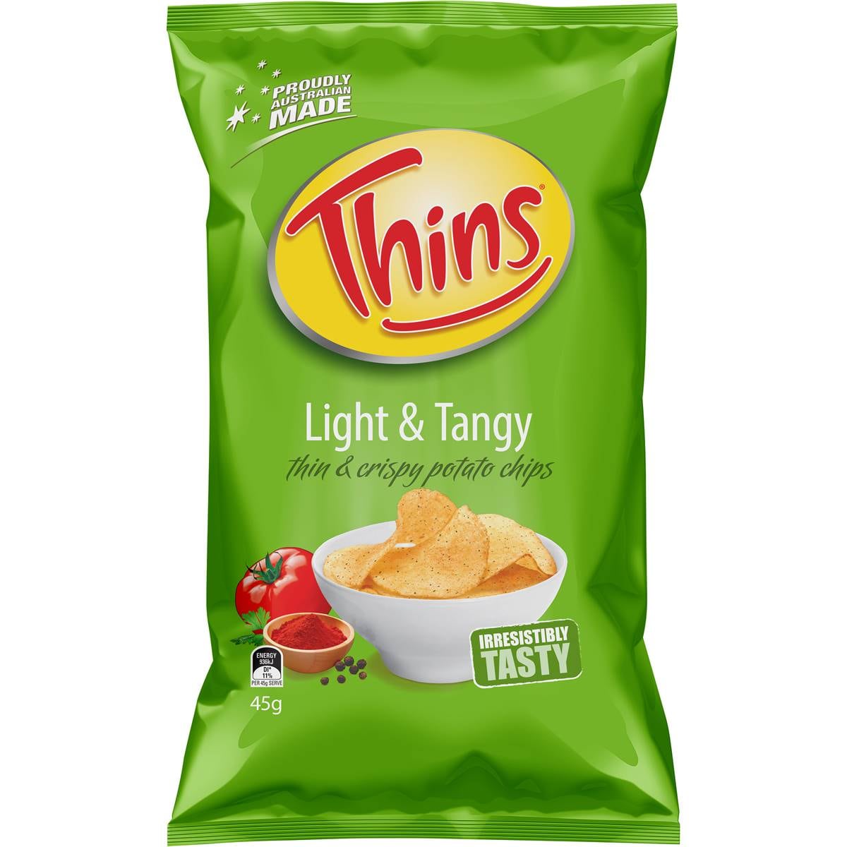 Thins Light & Tangy Potato Chips 45g | Woolworths